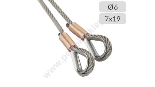 Liny nośne 6mm splot 7x19 zakończone kauszą