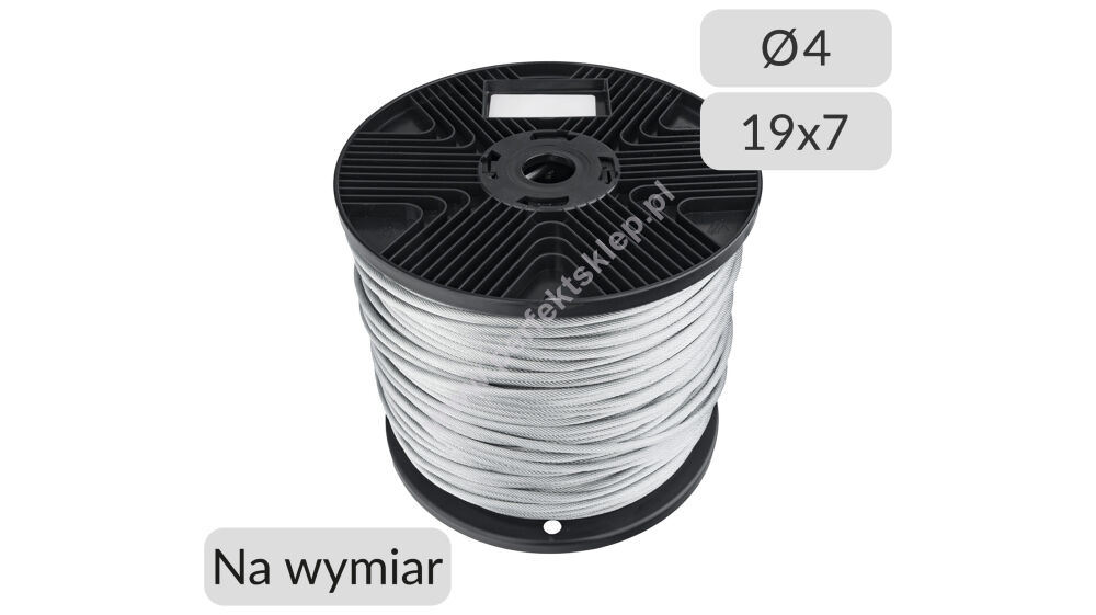 Lina stalowa ocynkowana 4mm splot 19x7 cięta na wymiar Polsling nr kat. 4-19x7-mb