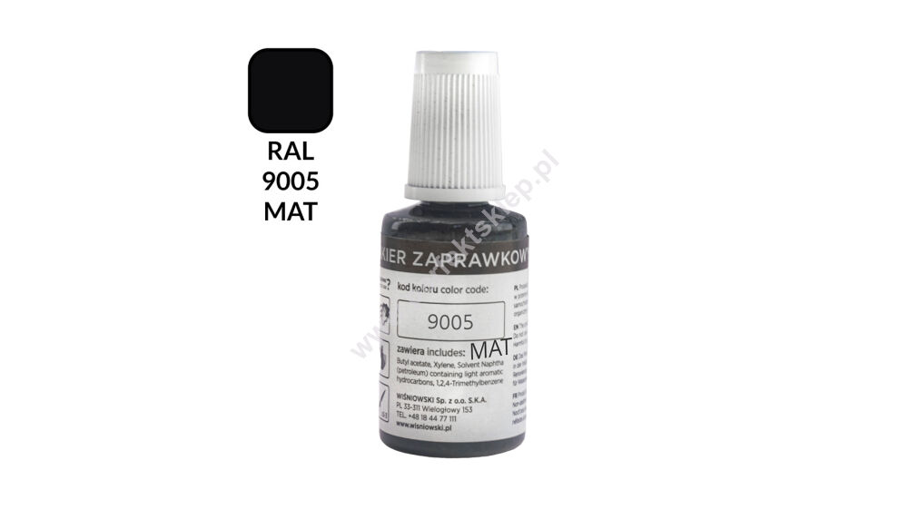 Lakier zaprawkowy RAL 9005 MAT z pędzelkiem 25ml Wiśniowski nr kat. 96669