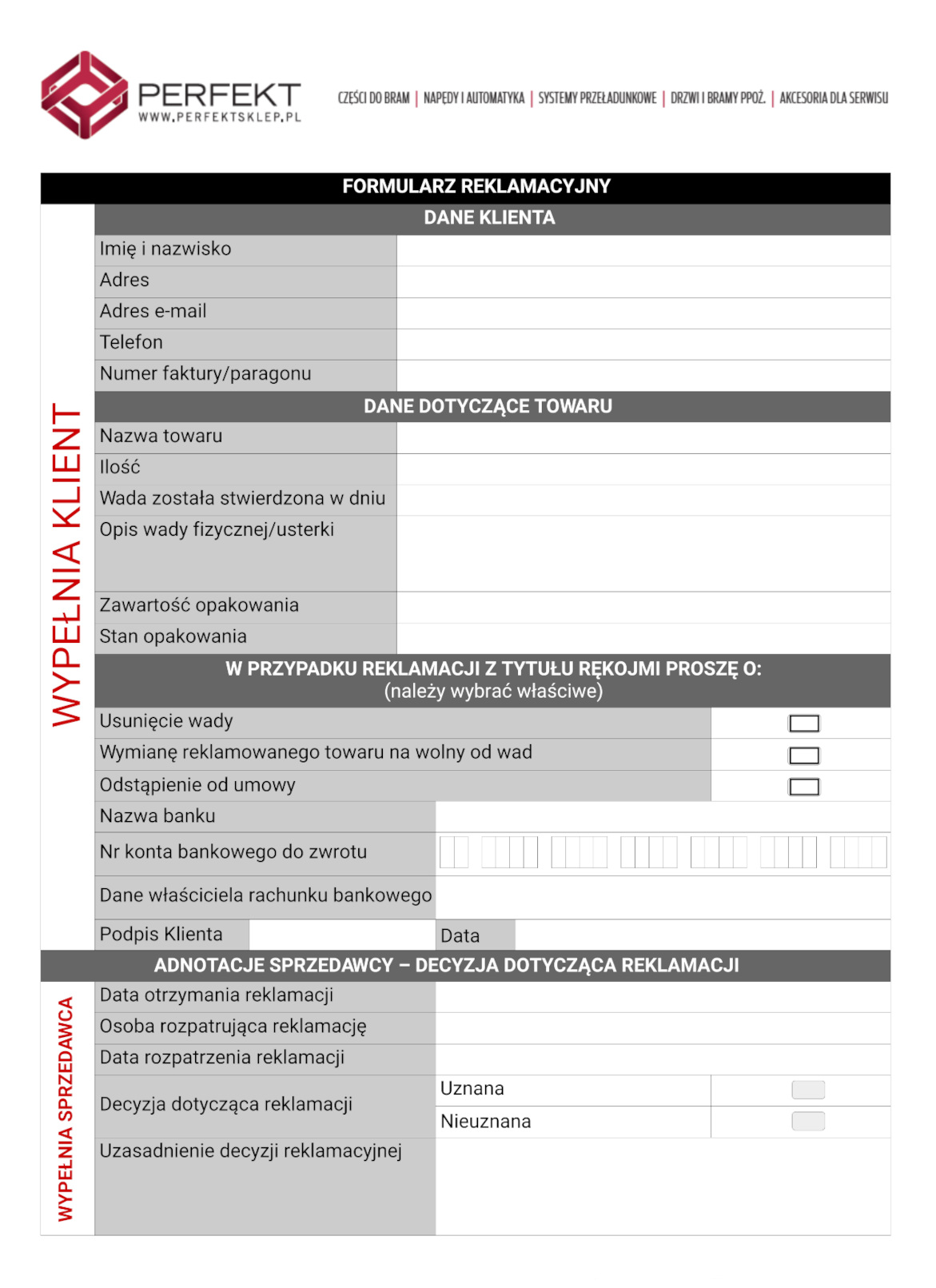 Procedura rozpatrywania reklamacji